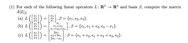 Solved (1) ﻿For each of the following linear operators | Chegg.com