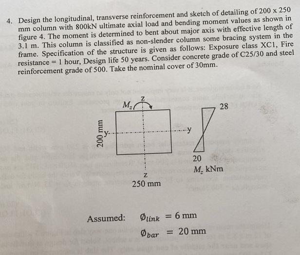 Solved 4. Design the longitudinal, transverse reinforcement | Chegg.com