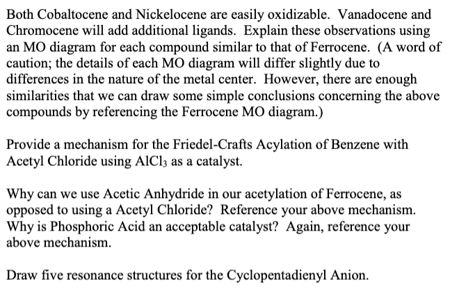 Solved Both Cobaltocene and Nickelocene are easily | Chegg.com
