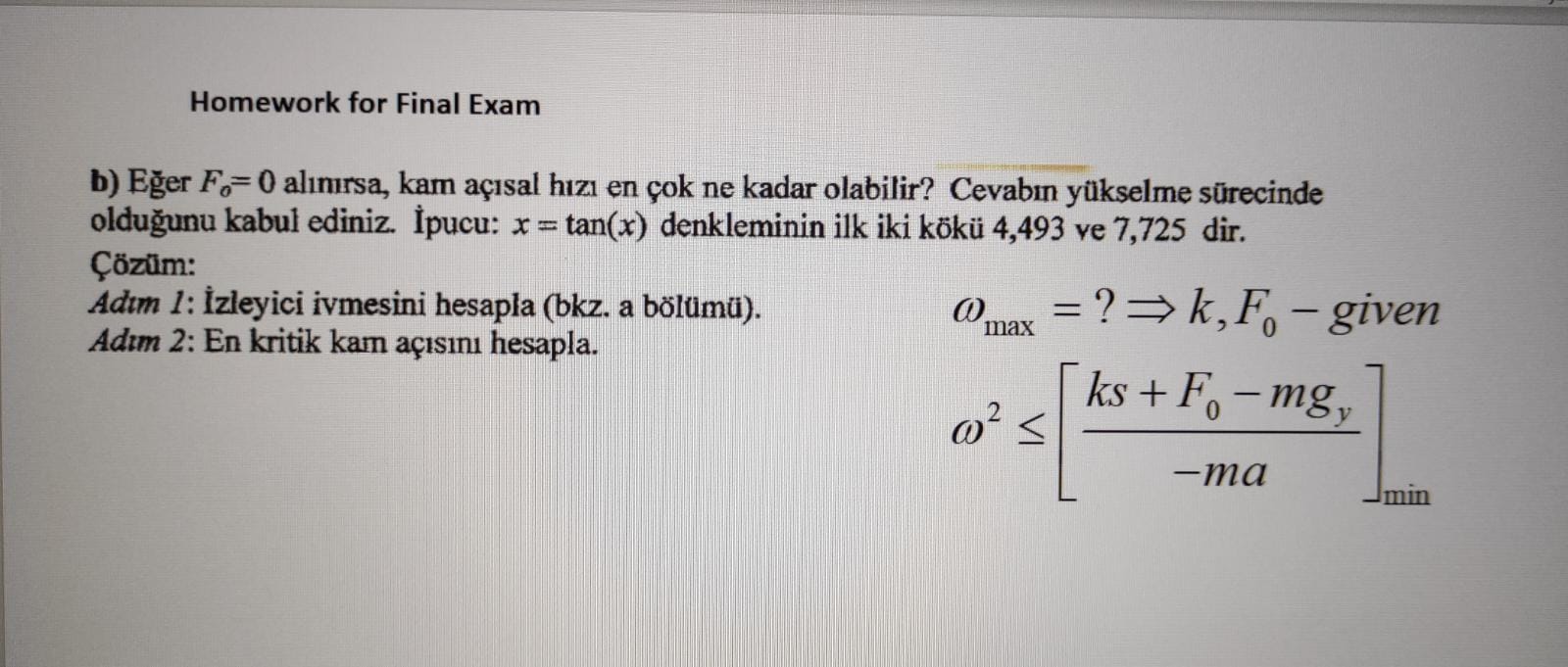İf Fo=0, what can be the angular velocity of the | Chegg.com