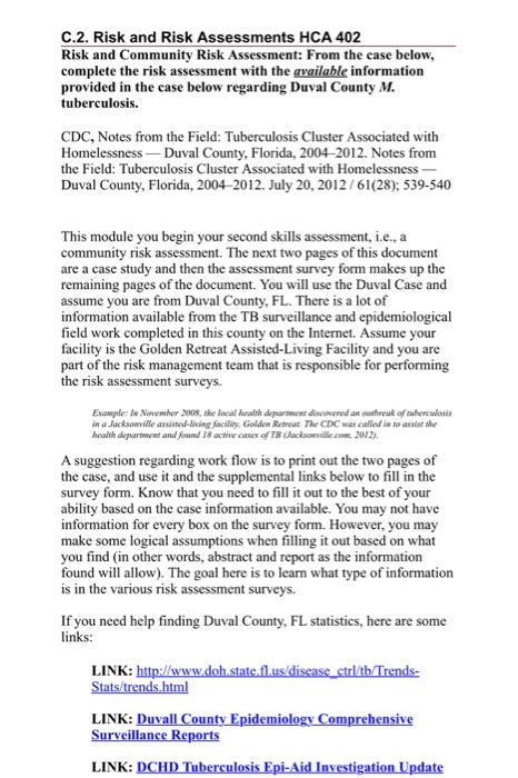 C.2. Risk and Risk Assessments HCA 402 Risk and | Chegg.com