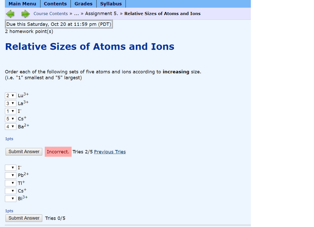 Solved Relative Sizes of Atoms and Ions Order each | Chegg.com