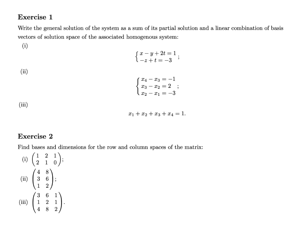 Solved Exercise 1 Write the general solution of the system | Chegg.com