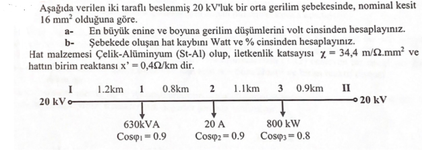 Aşağıda verilen iki taraflı beslenmiş 20kV 'luk bir | Chegg.com