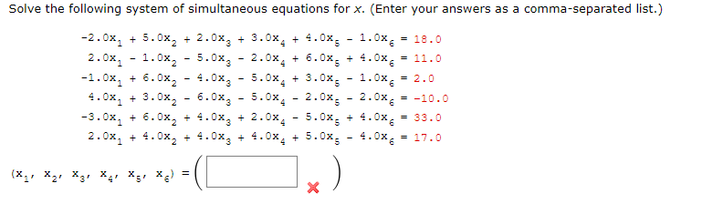 Solved Solve the following system of simultaneous equations | Chegg.com