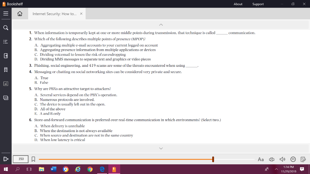 Solved Bookshelf About Support - 0 X Internet Security: How | Chegg.com