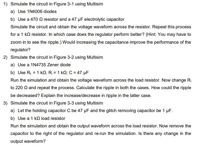 Solved 1) Simulate the circuit in Figure 3-1 using Multisim | Chegg.com