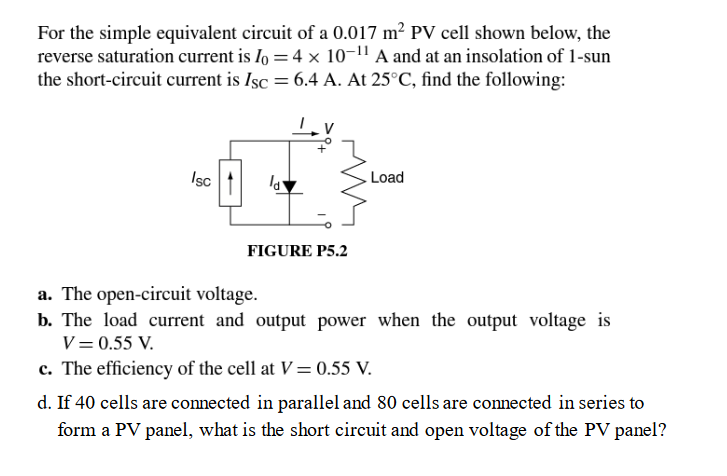 Solved Consider The Following Equivalent Circuit Of A PV, 54% OFF Solved Consider The Following Equivalent Circuit Of A PV, 54% OFF