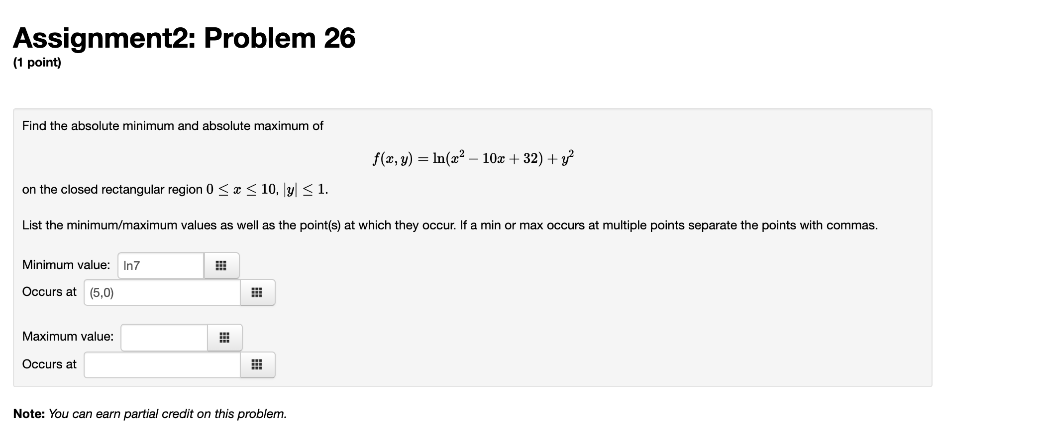Solved Assignment2: Problem 26 (1 point) Find the absolute | Chegg.com