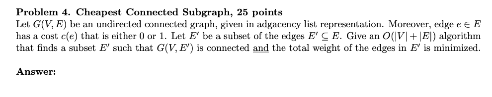 Solved Please solve problem using O( | V | + | E | ) | Chegg.com