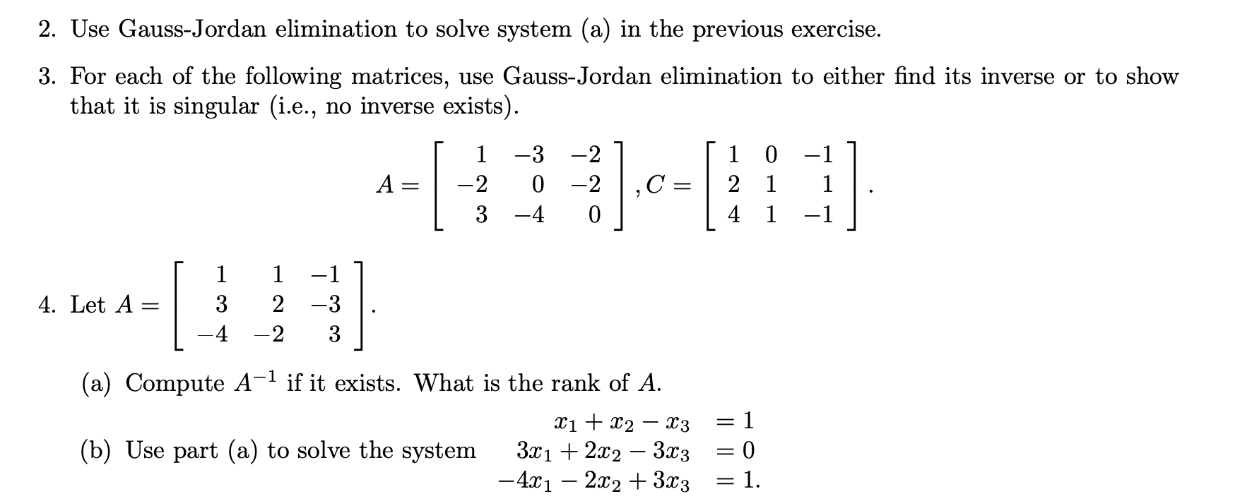 Solved 2. Use Gauss-Jordan elimination to solve system (a) | Chegg.com