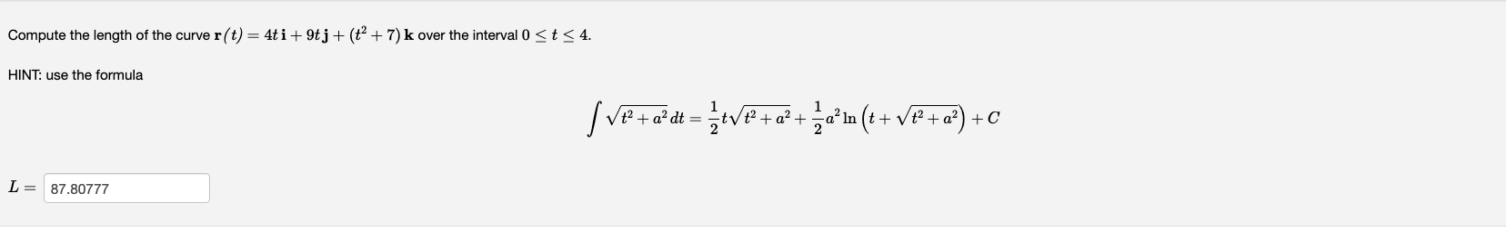 Solved Compute the length of the curve r(t)=4ti+9tj+(t2+7)k | Chegg.com
