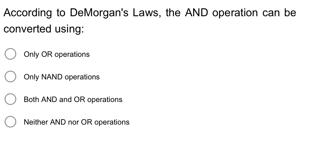 Solved According to DeMorgan's Laws, the AND operation can | Chegg.com