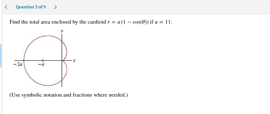 Solved Find the total area enclosed by the cardioid | Chegg.com