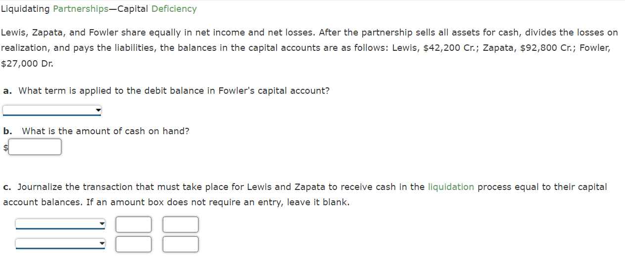 Solved Liquidating Partnerships-Capital Deficiency Lewis, | Chegg.com