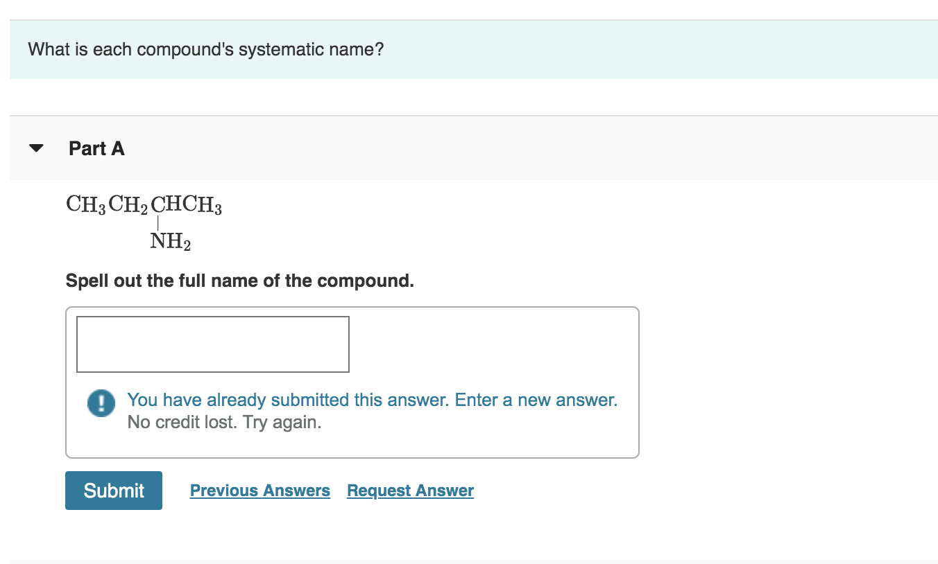 Solved What is each compound's systematic name? Part A | Chegg.com