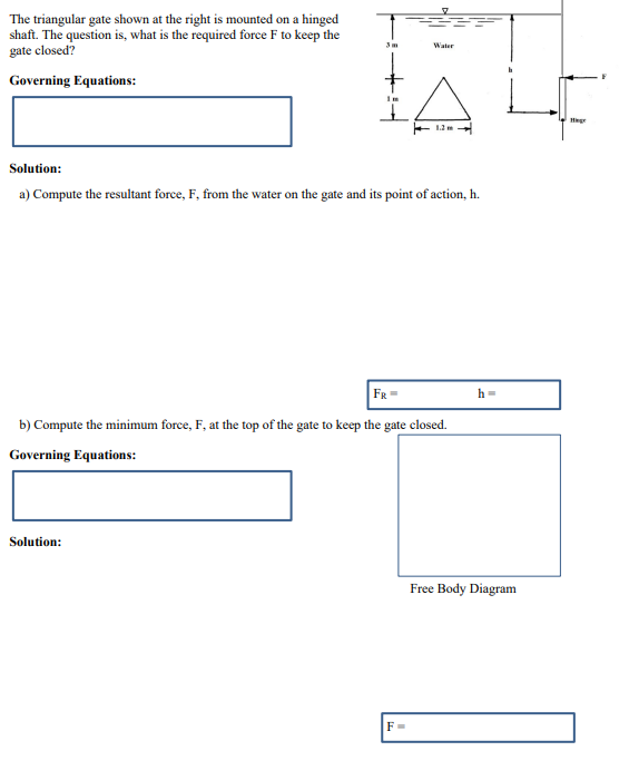 Solved The triangular gate shown at the right is mounted on | Chegg.com