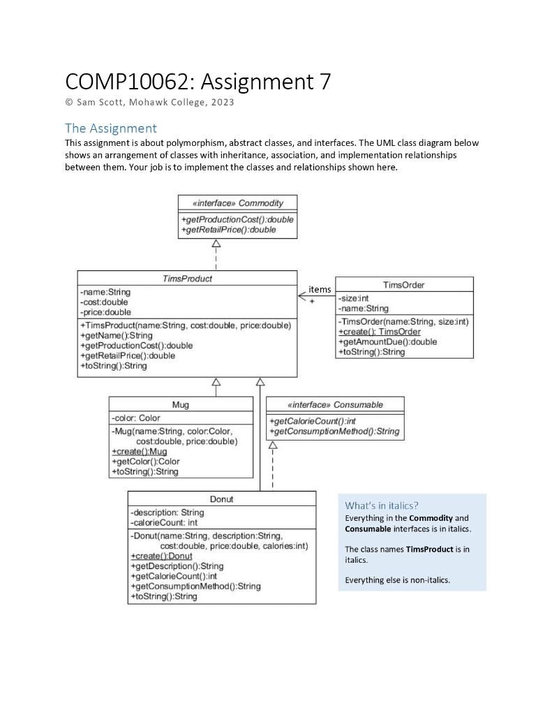 Solved COMP10062: Assignment 7 (c) Sam Scott, Mohawk | Chegg.com