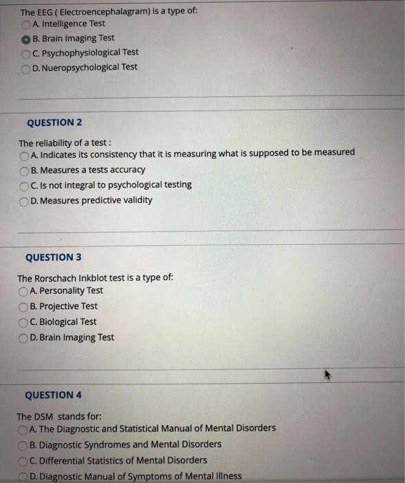 Solved The EEG (Electroencephalagram) is a type of: A. | Chegg.com