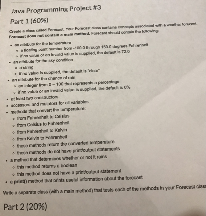 Solved Java Programming Project 3 Part 1 60 Create A