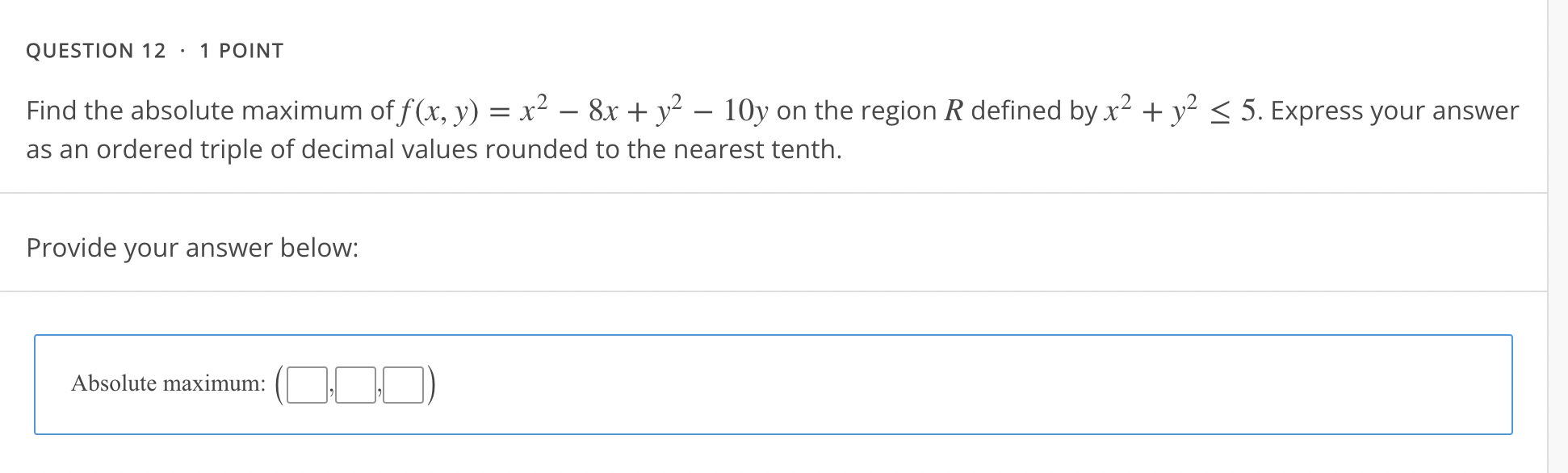 Solved \r\nFind the absolute maximum of \\( f(x, y)=x^{2}-8 | Chegg.com