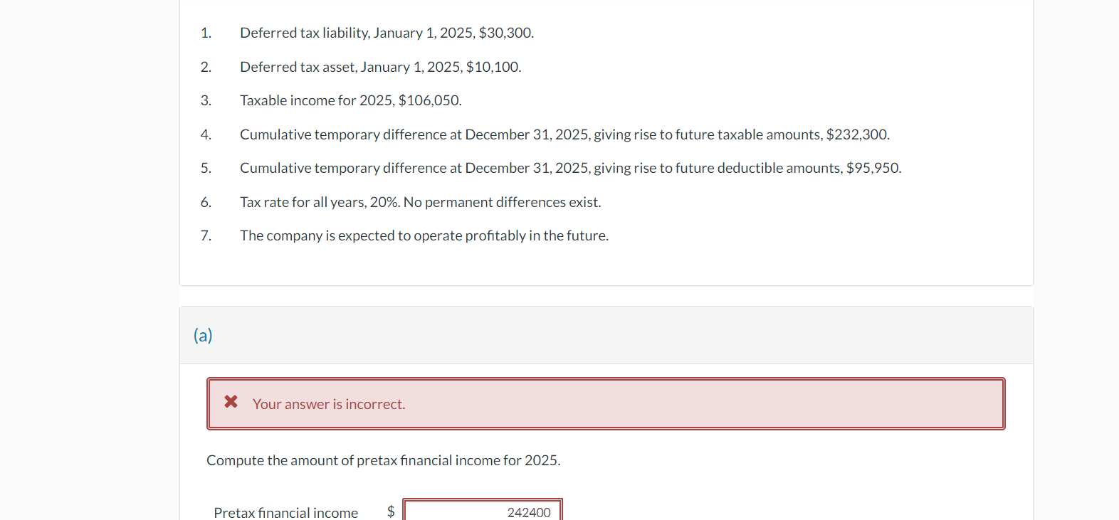 Solved Deferred tax liability, January 1, 2025, | Chegg.com