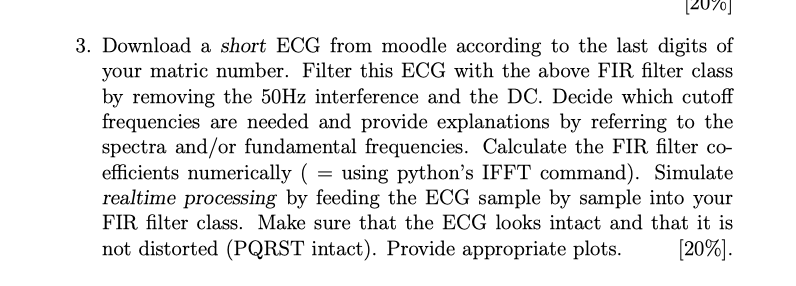 1 ECG filtering Download the ECG according to the | Chegg.com