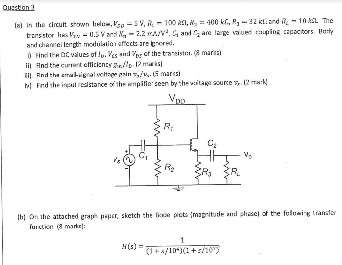 Solved Question 3 (a) In the circuit shown below, Vpp = 5 V, | Chegg.com