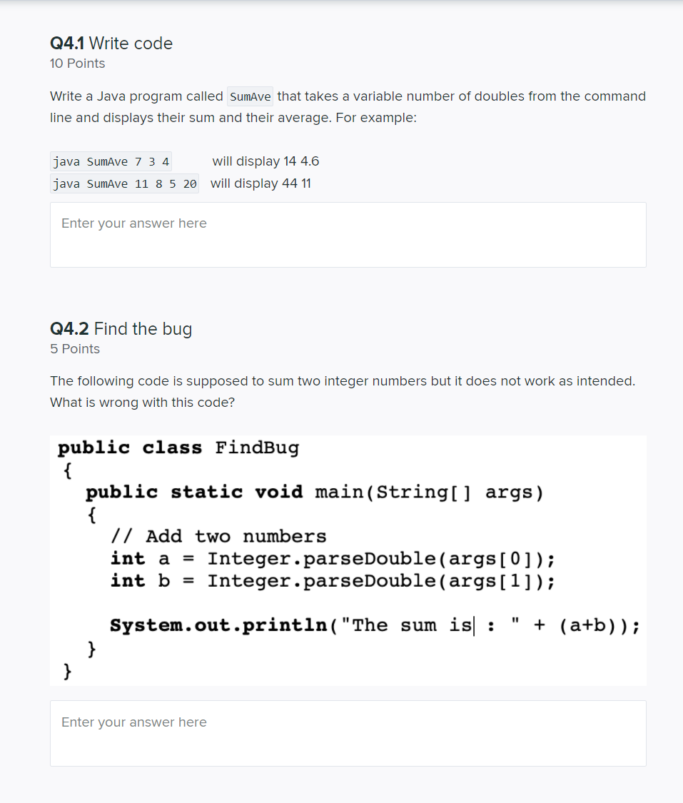 Solved Q4.1 Write code 10 Points Write a Java program called | Chegg.com