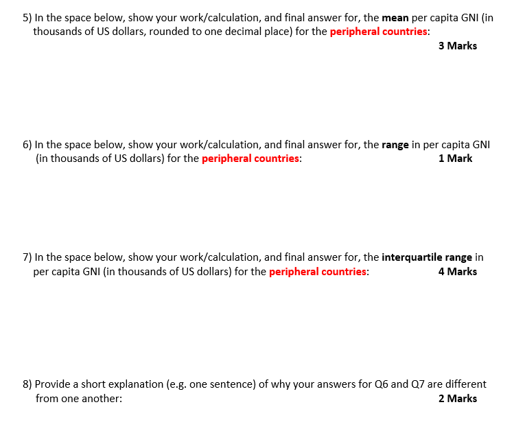 Solved 10 most populous Core, Semi-Peripheral, and | Chegg.com