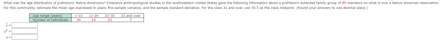 Solved \begin{tabular}{|l|cccc|} \hline Age range (years) & | Chegg.com