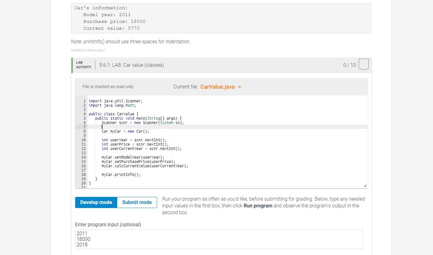 Solved Car's information: Model year: 2011 Purchase price: | Chegg.com