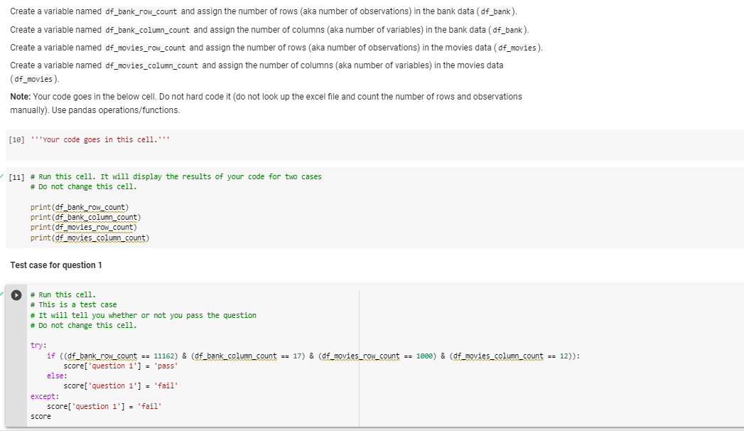 Solved Create a variable named df_bank_row_count and assign | Chegg.com