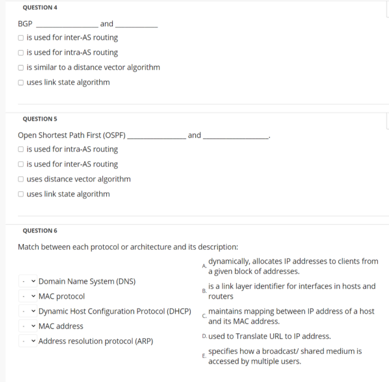 Solved QUESTION 4 BGP and is used for inter-AS routing is | Chegg.com