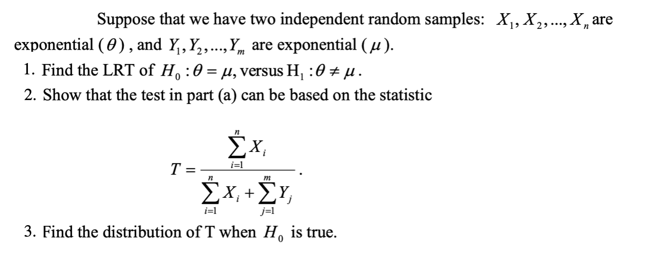 Solved Suppose that we have two independent random samples: | Chegg.com