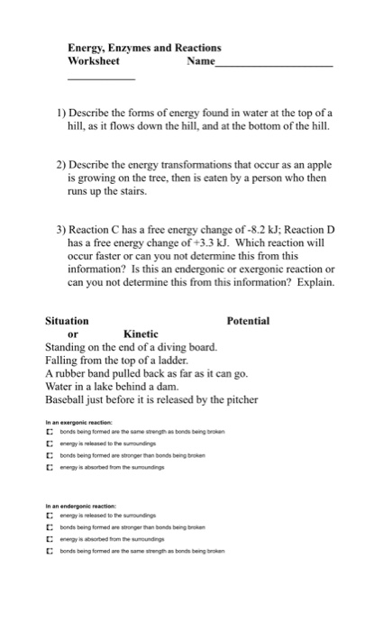 Energy Transformation Worksheet Answer - Kid Worksheet Printable