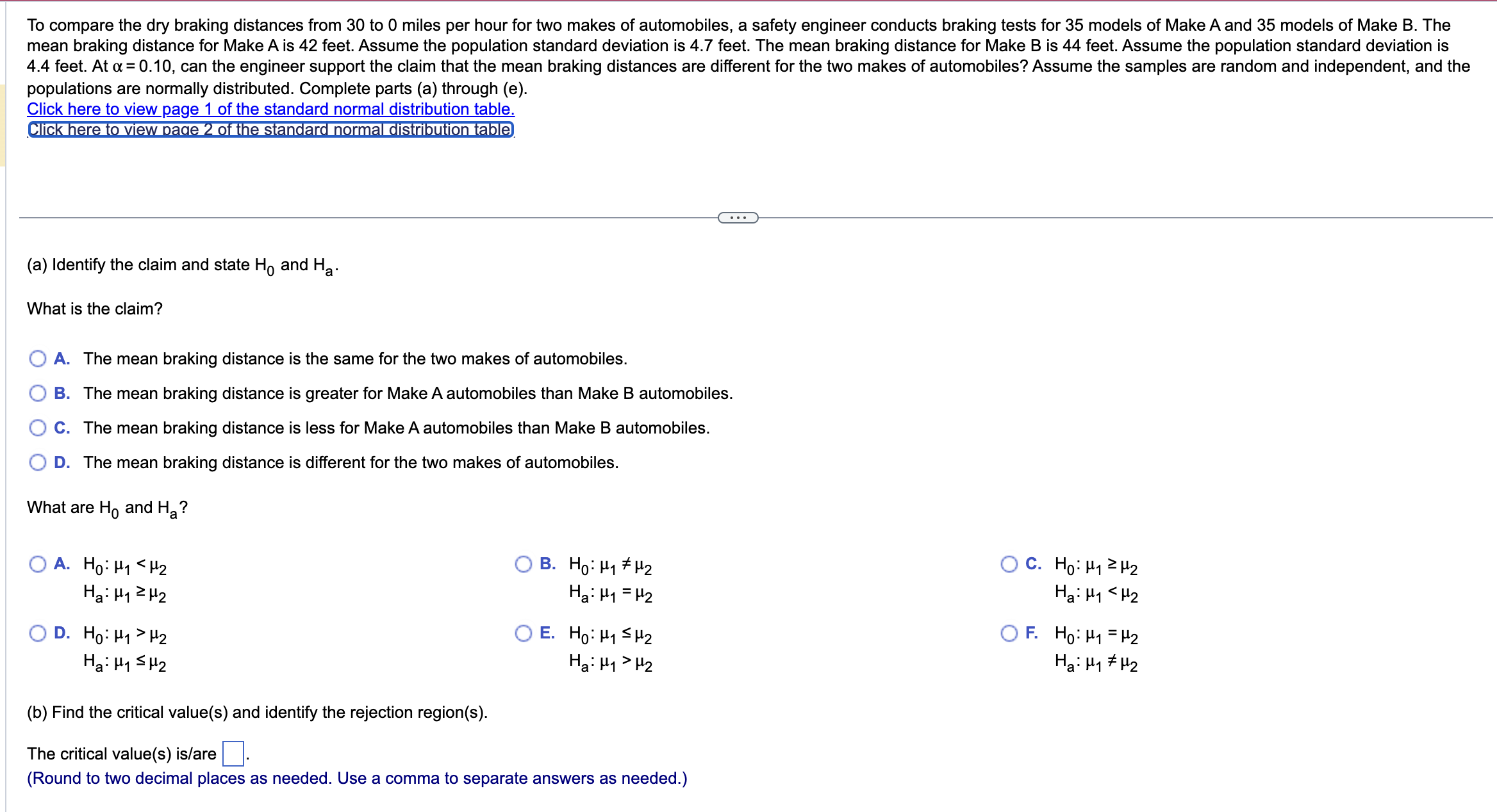 Solved Standard Normal Distribution Table Page 1standard 8686