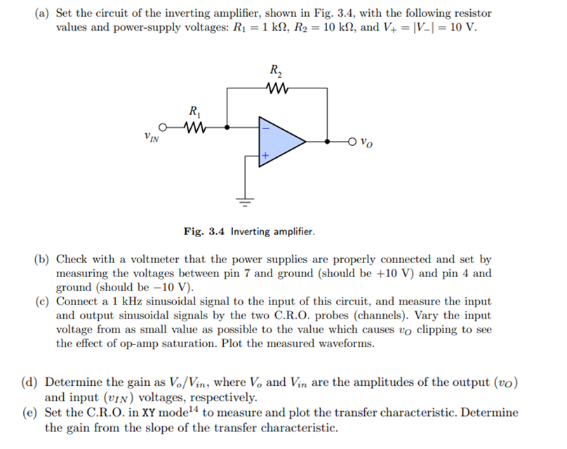 Solved (a) Set the circuit of the inverting amplifier, shown | Chegg.com