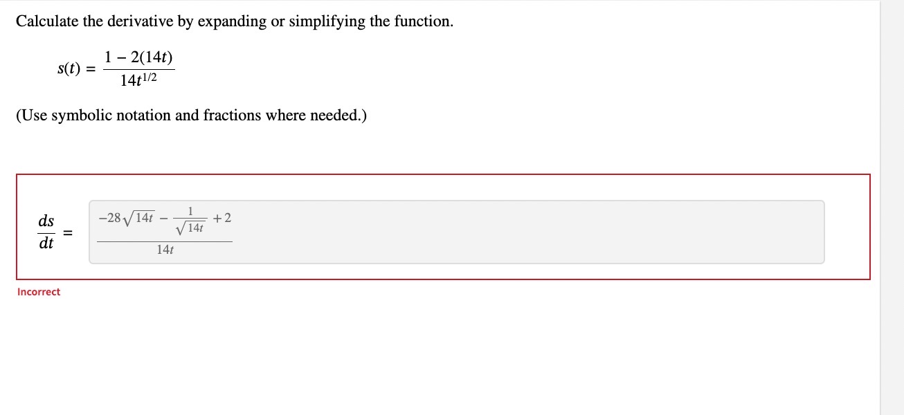 Solved Calculate the derivative by expanding or simplifying | Chegg.com