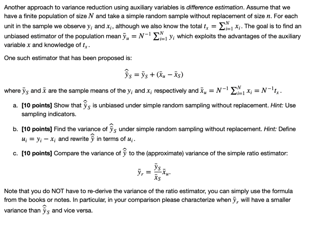 Another approach to variance reduction using | Chegg.com
