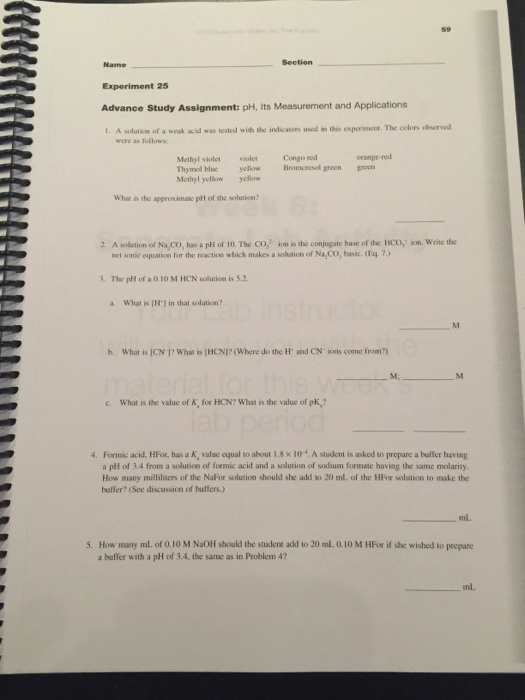 Solved Advance Study Assignment: pH, Its Measurement and | Chegg.com