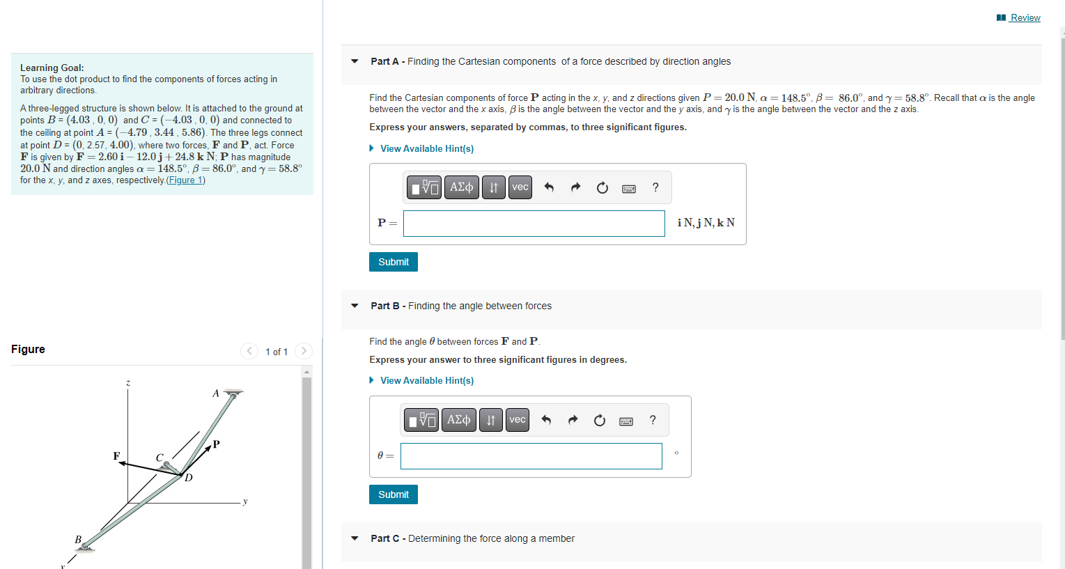 Solved - Part B - Finding the angle between forces Figure | Chegg.com