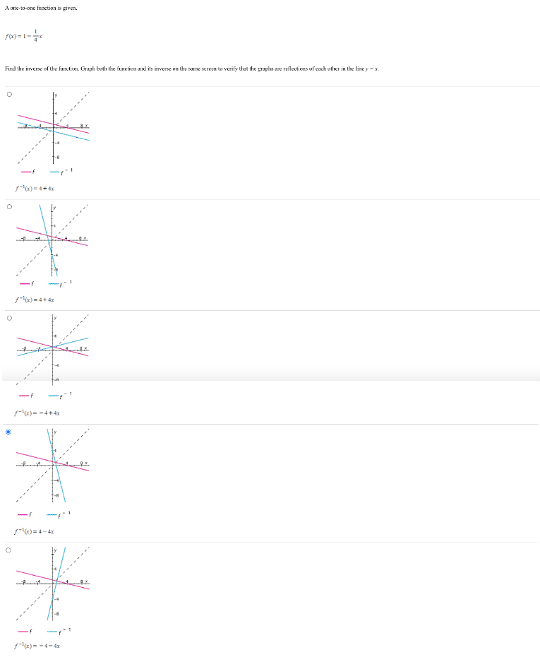 Solved A one-to-one function is given. Find the inverse | Chegg.com