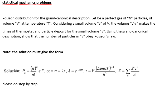 Solved statistical mechanics problems Poisson distribution | Chegg.com
