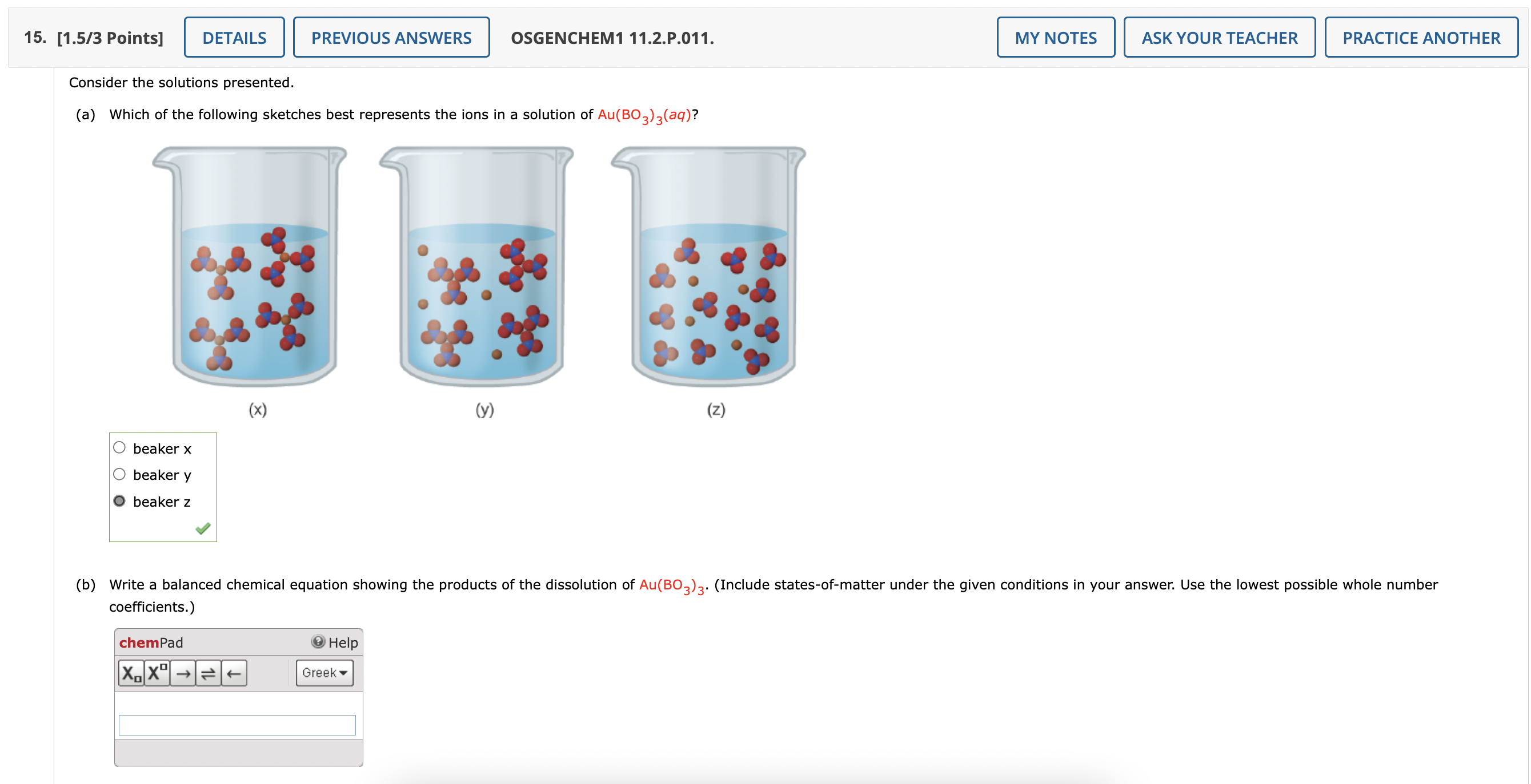 Solved B Write A Balanced Chemical Equation Showing The