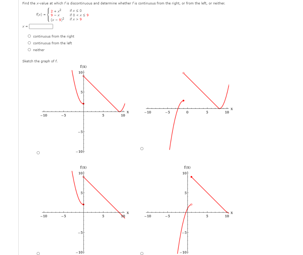 Solved Find the x-value at which f is discontinuous and | Chegg.com