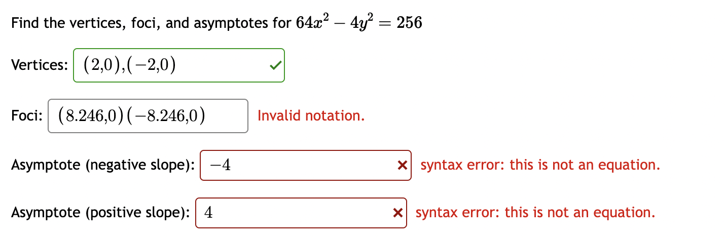 Solved Find the vertices, foci, and asymptotes for | Chegg.com