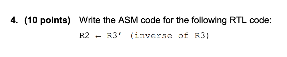 (Solved) : 4 10 Points Write Asm Code Following Rtl Code R2 R3 Inverse ... (Solved) : 4 10 Points Write Asm Code Following Rtl Code R2 R3 Inverse ...