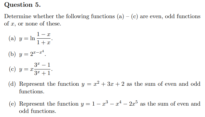 Solved Determine whether the following functions (a) - (c) | Chegg.com