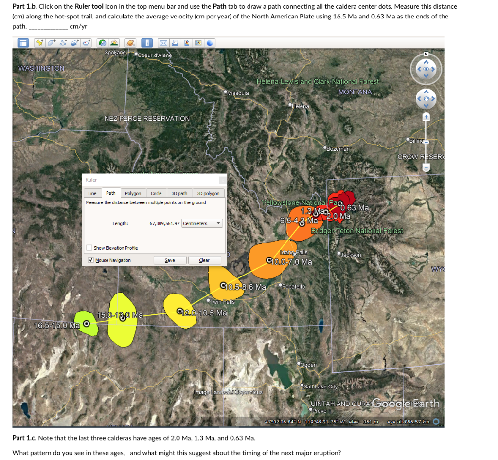 Solved Part 1.a. Using the caldera ages, in what general | Chegg.com